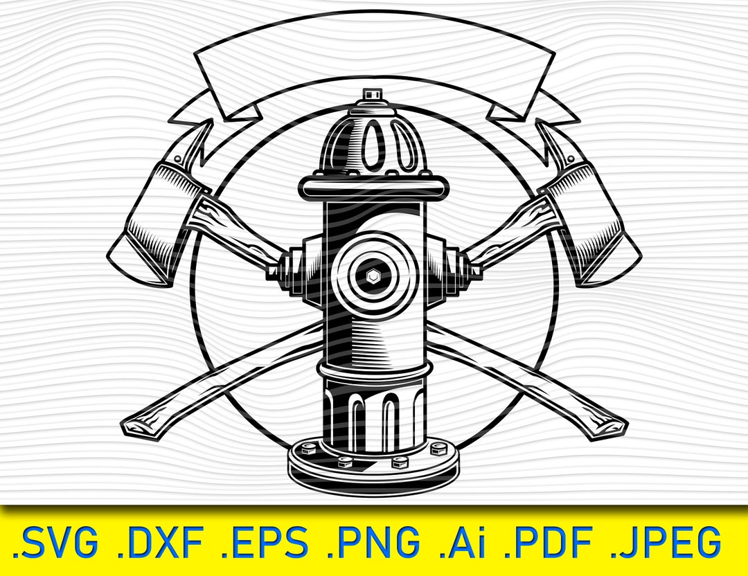 Firefighter Hydrant & Crossed Axes Svg, Fire Dept Emblem (svg, Png, Eps ...