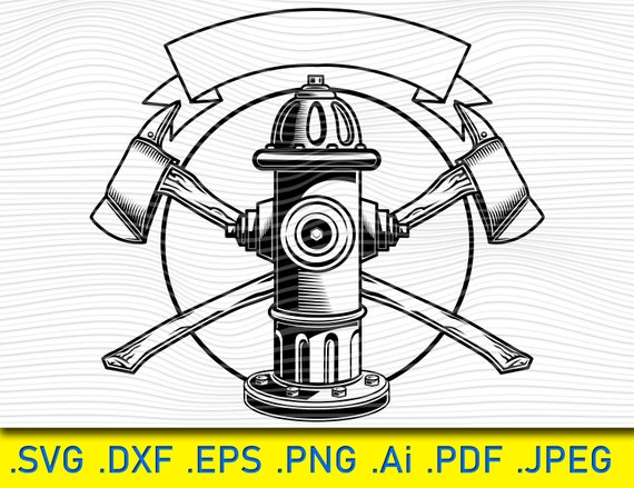 Firefighter Stamp With Hydrant Crossed Axes Fire Dept Text | Etsy