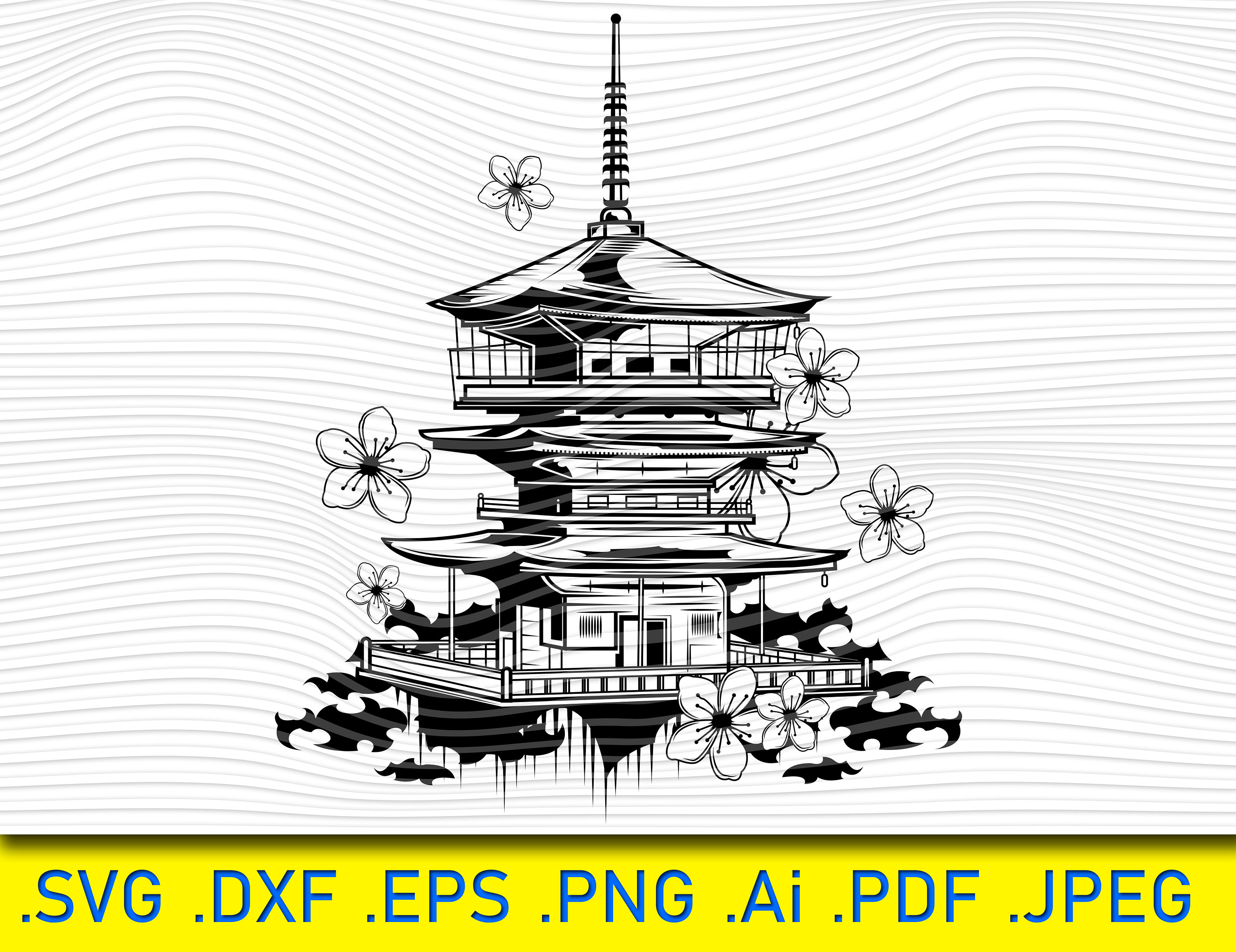 Pagoda Tower SVG. Temple SVG. Asian Architecture Building Set. - Etsy