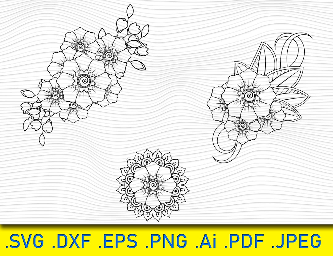 Mehndi Flower, Pattern for Henna, Mehndi Svg File, Mehndi Flower Svg ...