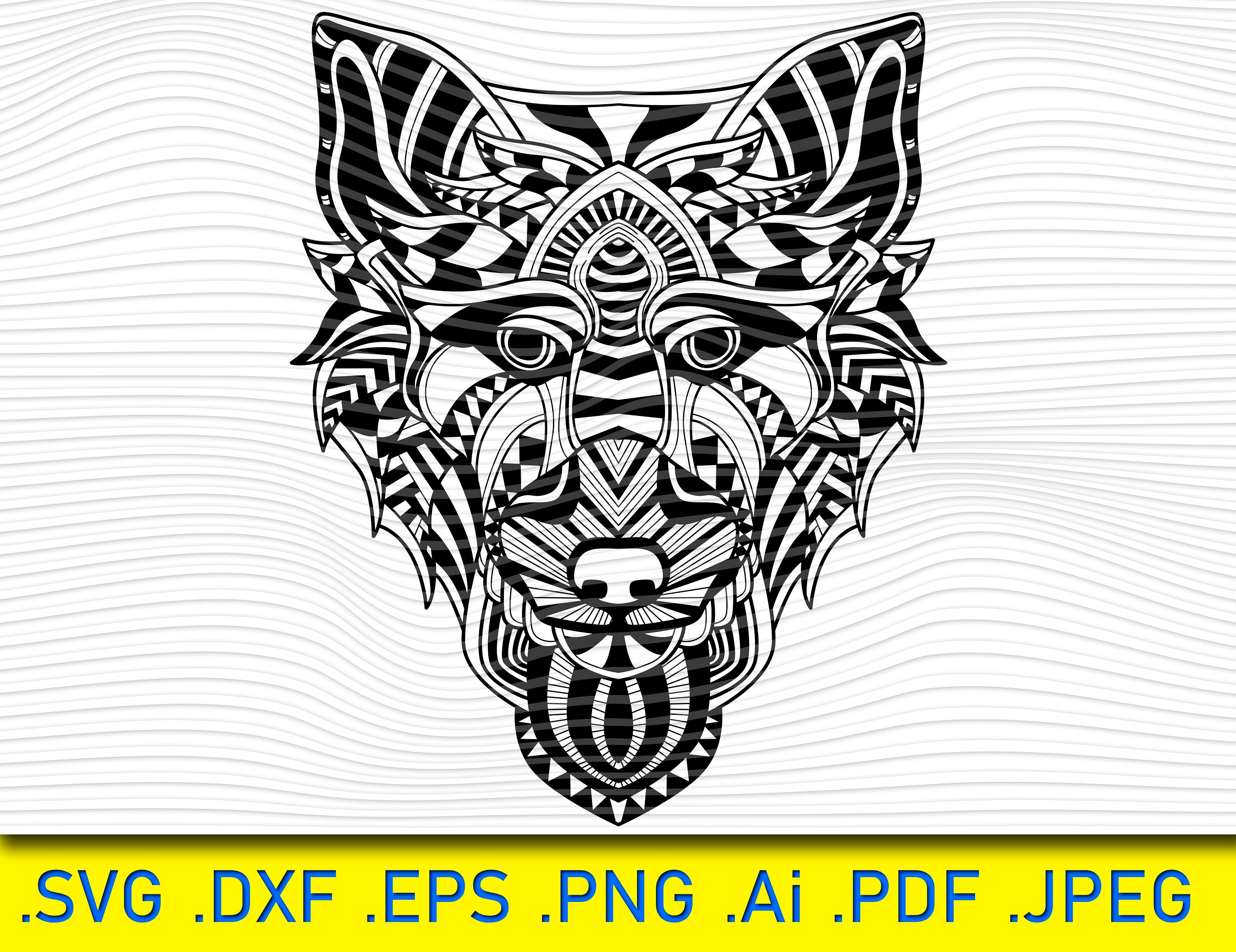 15 Estilo étnico lobo Lobo Zentangle svg Boho svg animal - Etsy España
