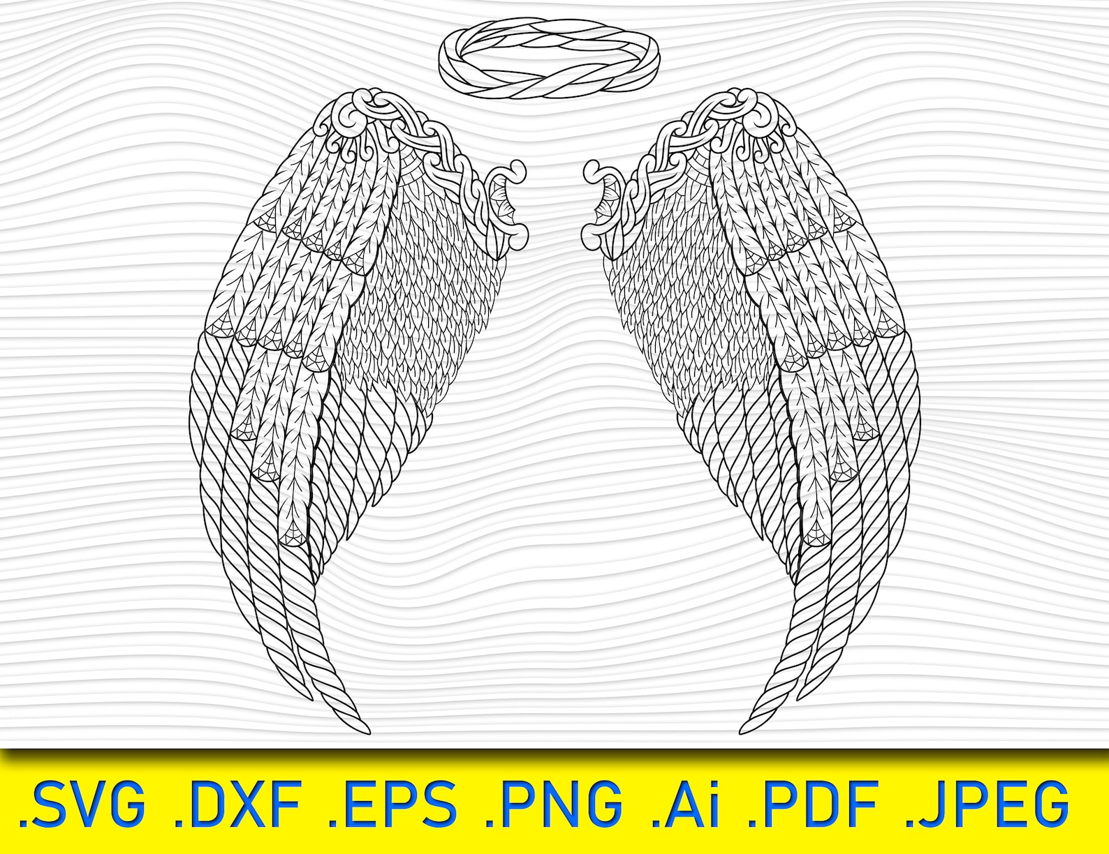 Angel Wings Zentangle Style Wings SVG Angel Wings Svg - Etsy