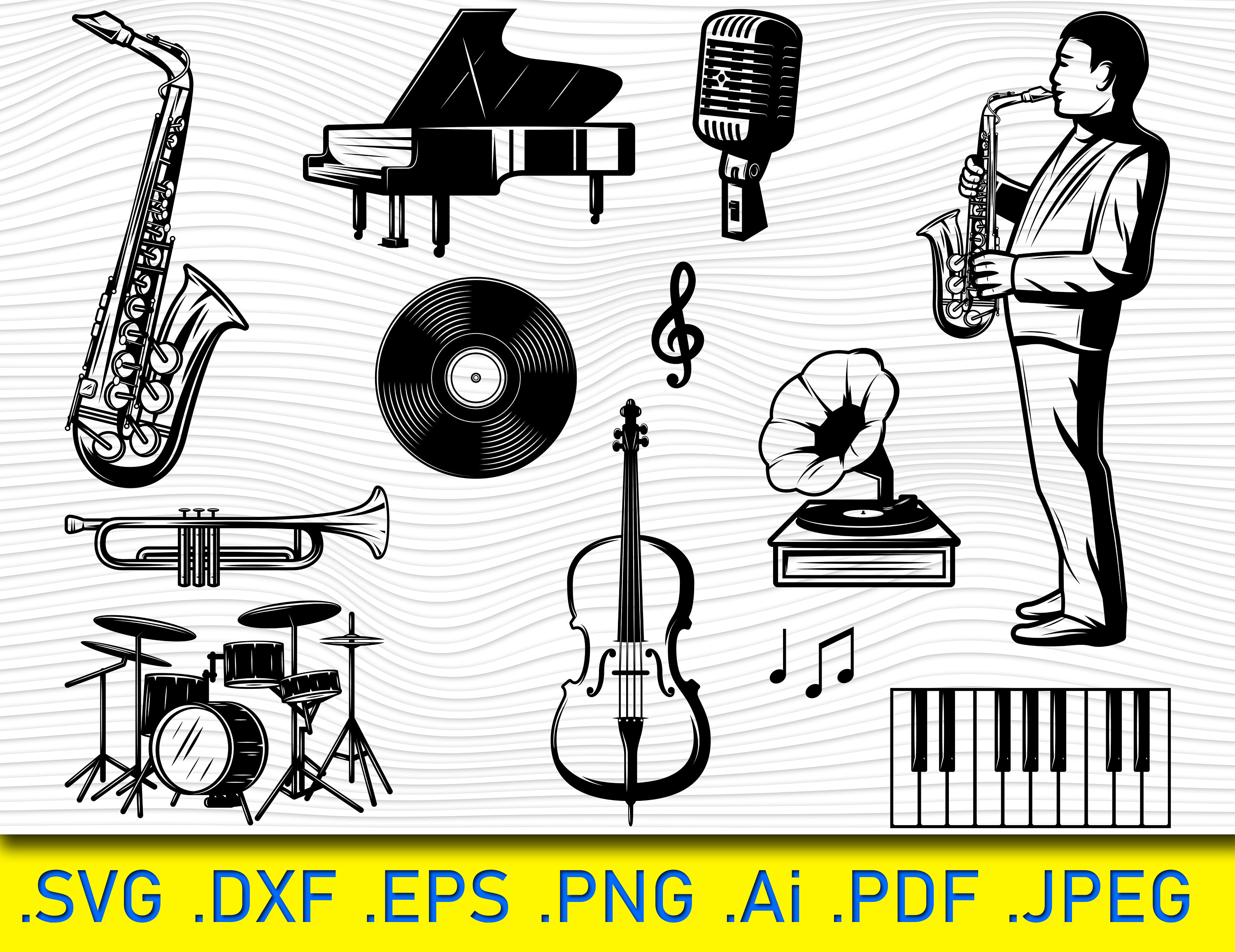 Jazz Svg, Music Svg, Saxophone Svg, Jazz Silhouette, Music Illustration ...