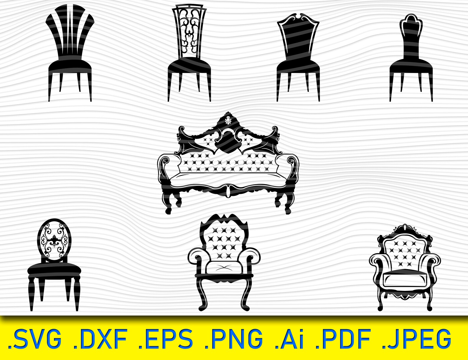 Victorian Furniture Elements, Furniture Svg Bundle, Sofa Svg ...