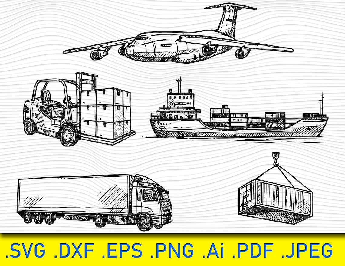 Hand Drawn Sketch Logistics Set Instant Download Airplanes - Etsy