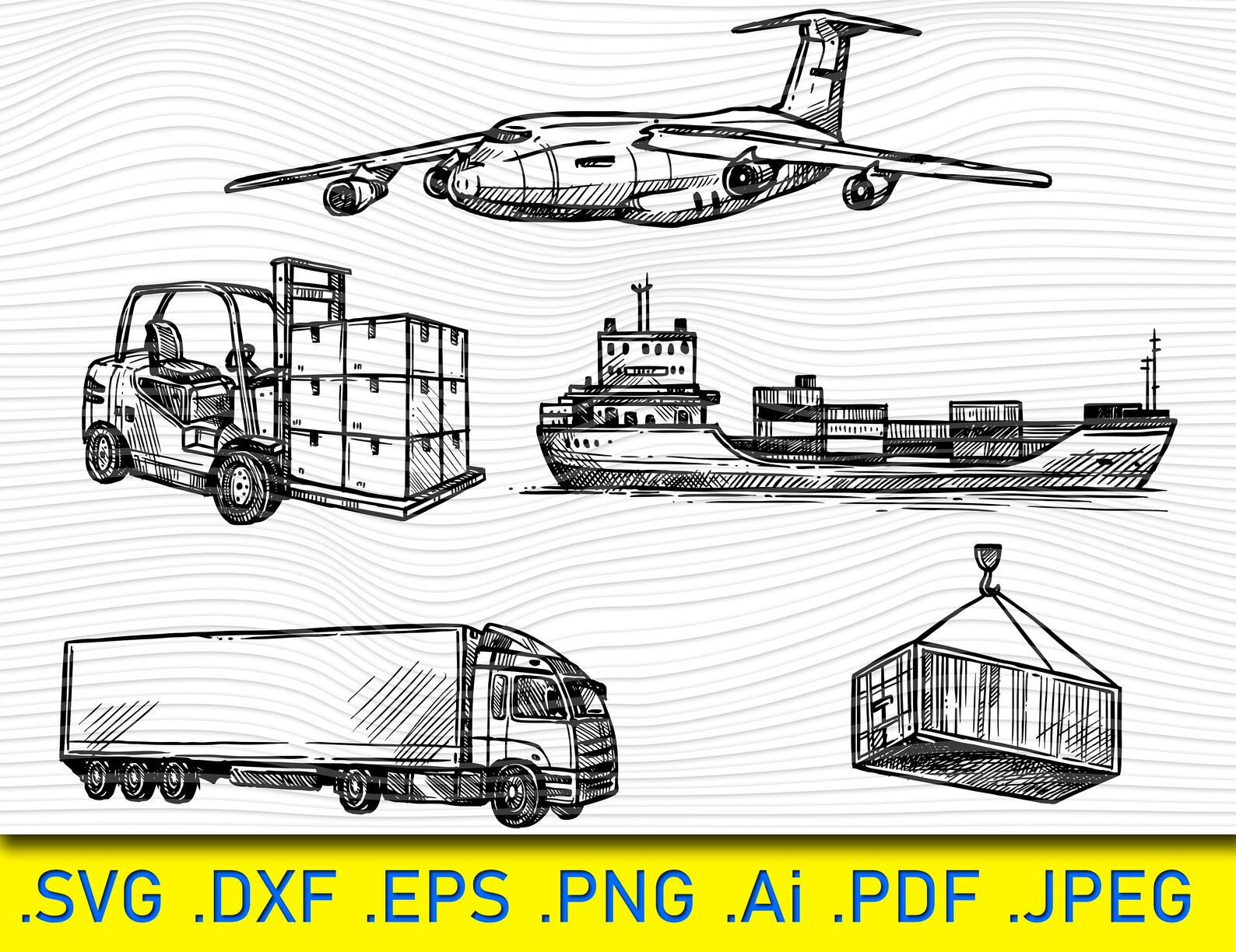 Hand Drawn Sketch Logistics Set Instant Download Airplanes - Etsy