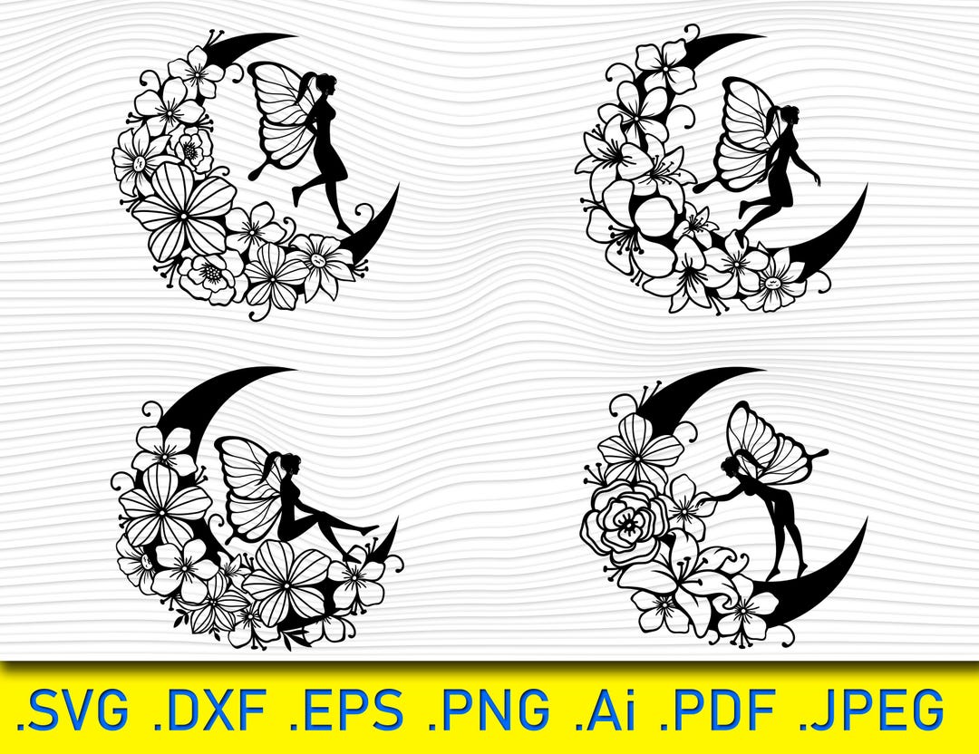 4 Moons With Fairies, MOVIE Logo,moons Svg,fairies Svg,crescent Svg ...