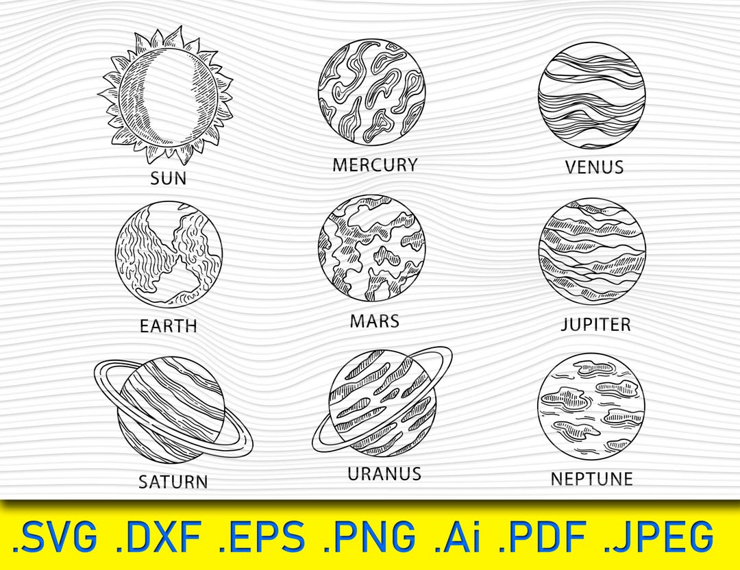 Solar System SVG Bundle, 9 Space Objects, Universe Svg, Earth Svg,sun ...