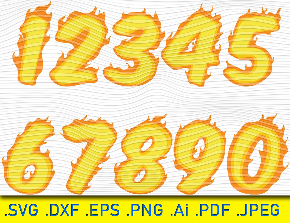 Number With Fire Stylesvg File Number SVG for Cricut | Etsy