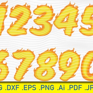Number With Fire Style,svg File, Number SVG for Cricut, Layered Number ...