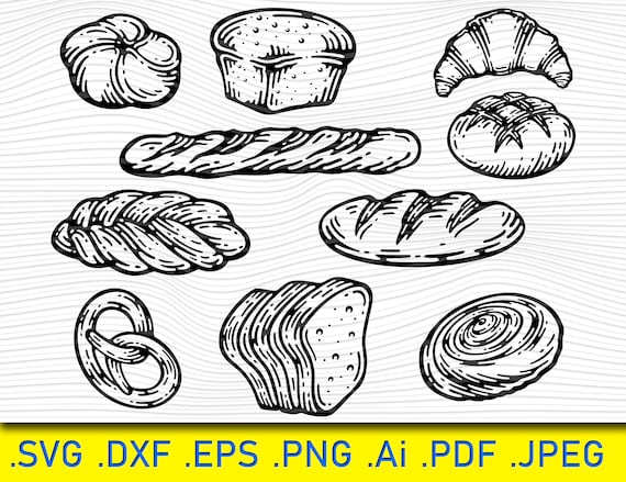 Bakery Svg Pastry Svg Bakery Food Svg Bread Svg Buns Svg | Etsy Hong Kong