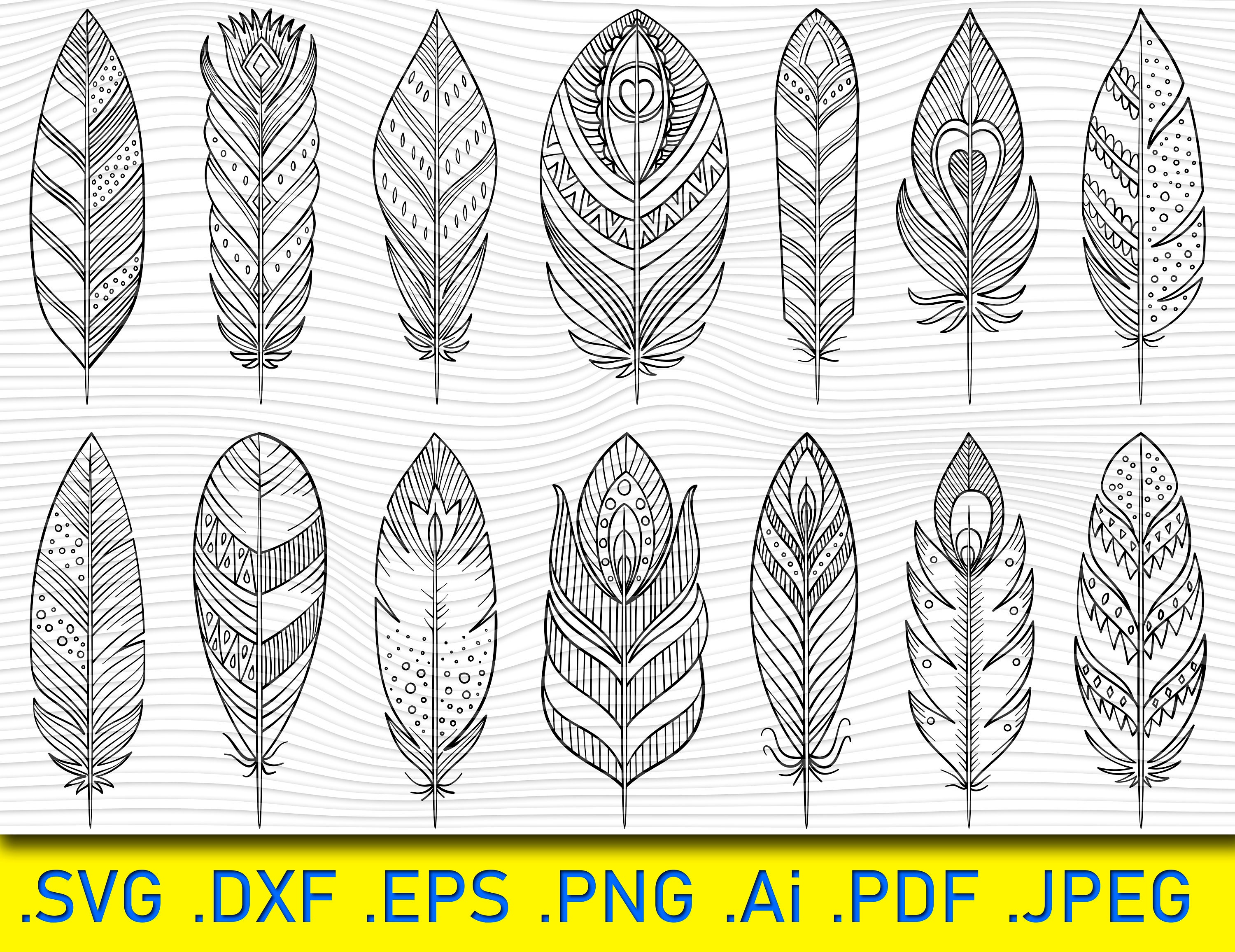 14 Feather bundle svgfeather svgfeather clipartfeathers | Etsy