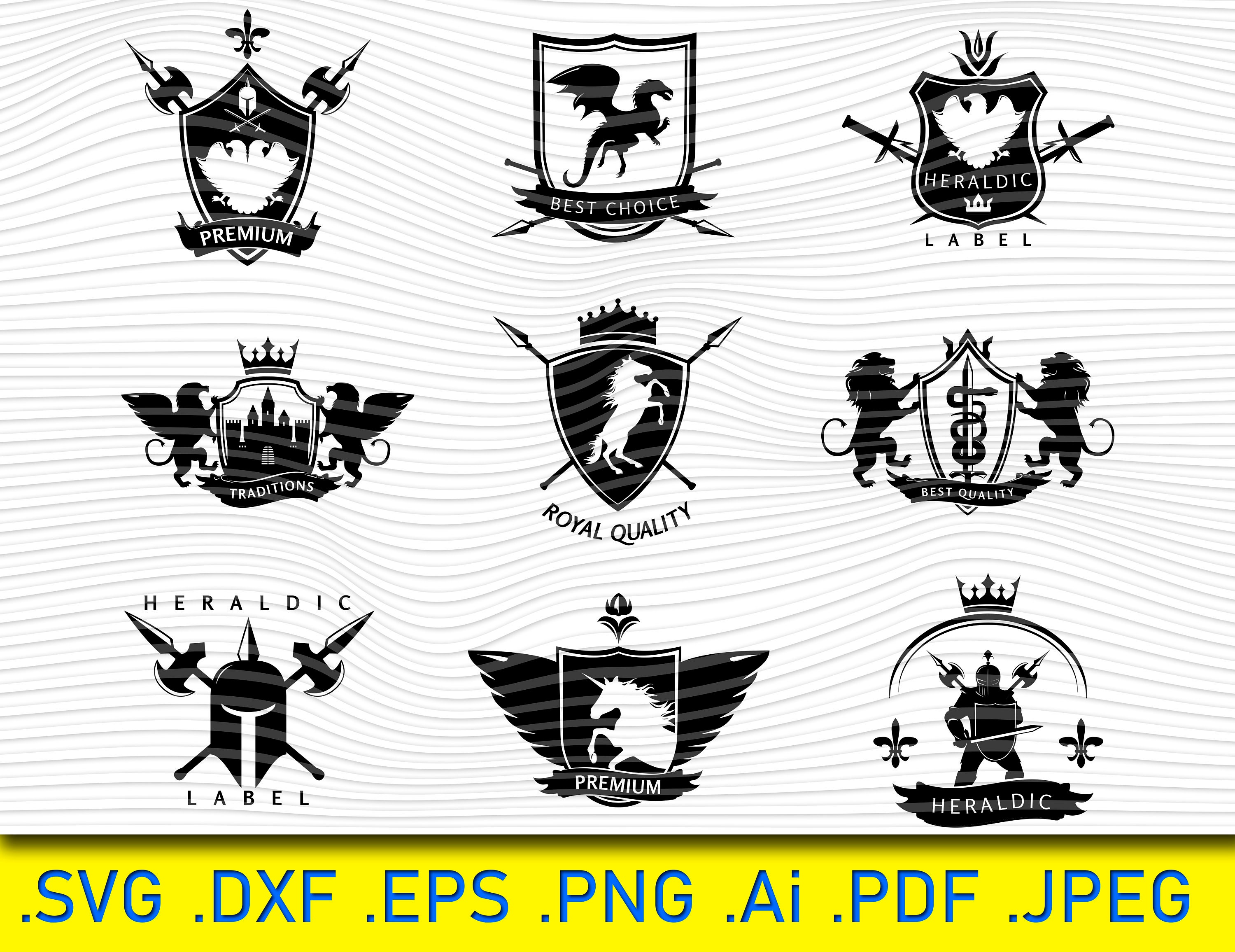 Heraldic Emblems Knight's Shield Coat of Arms Emblem - Etsy