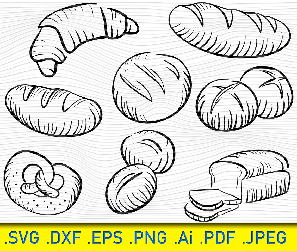 Bread SVG Bundle,bread Basket Svg, Loaf of Bread Clipart, Png, Dxf for ...