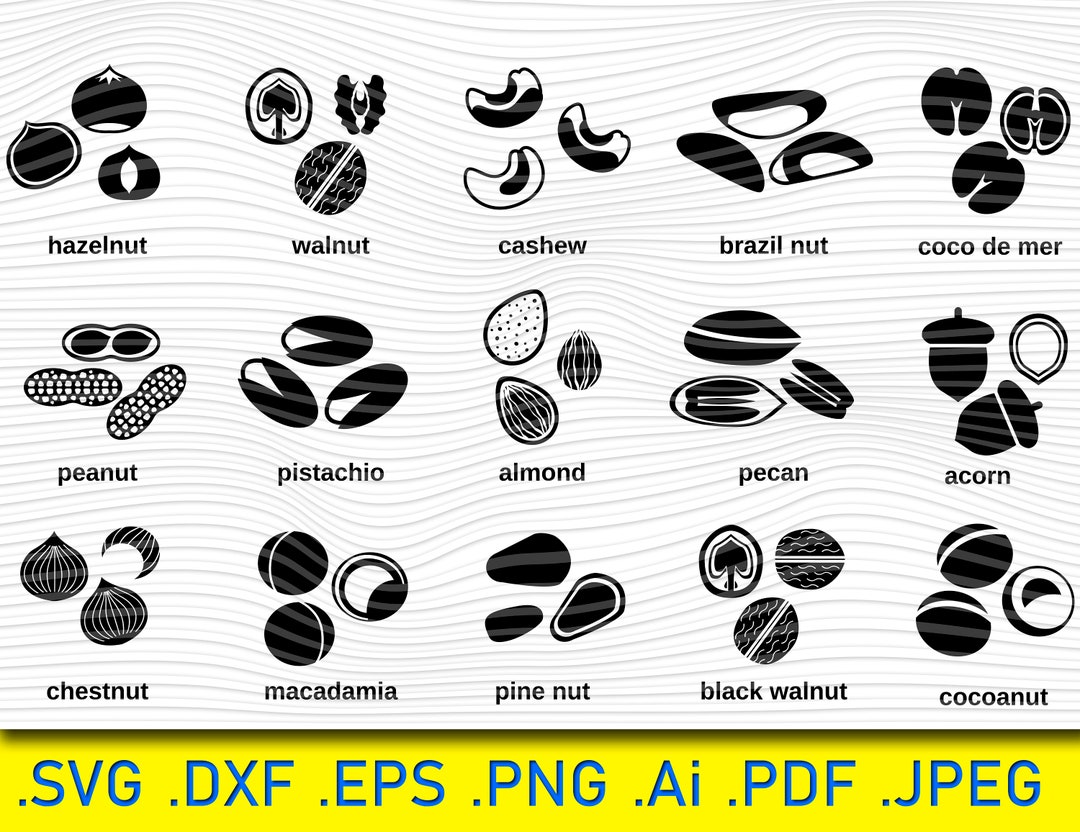 Seed, Nut Svg Bundle, Nutcracker Svg, Nuts Vector, Silhouette Nut ...