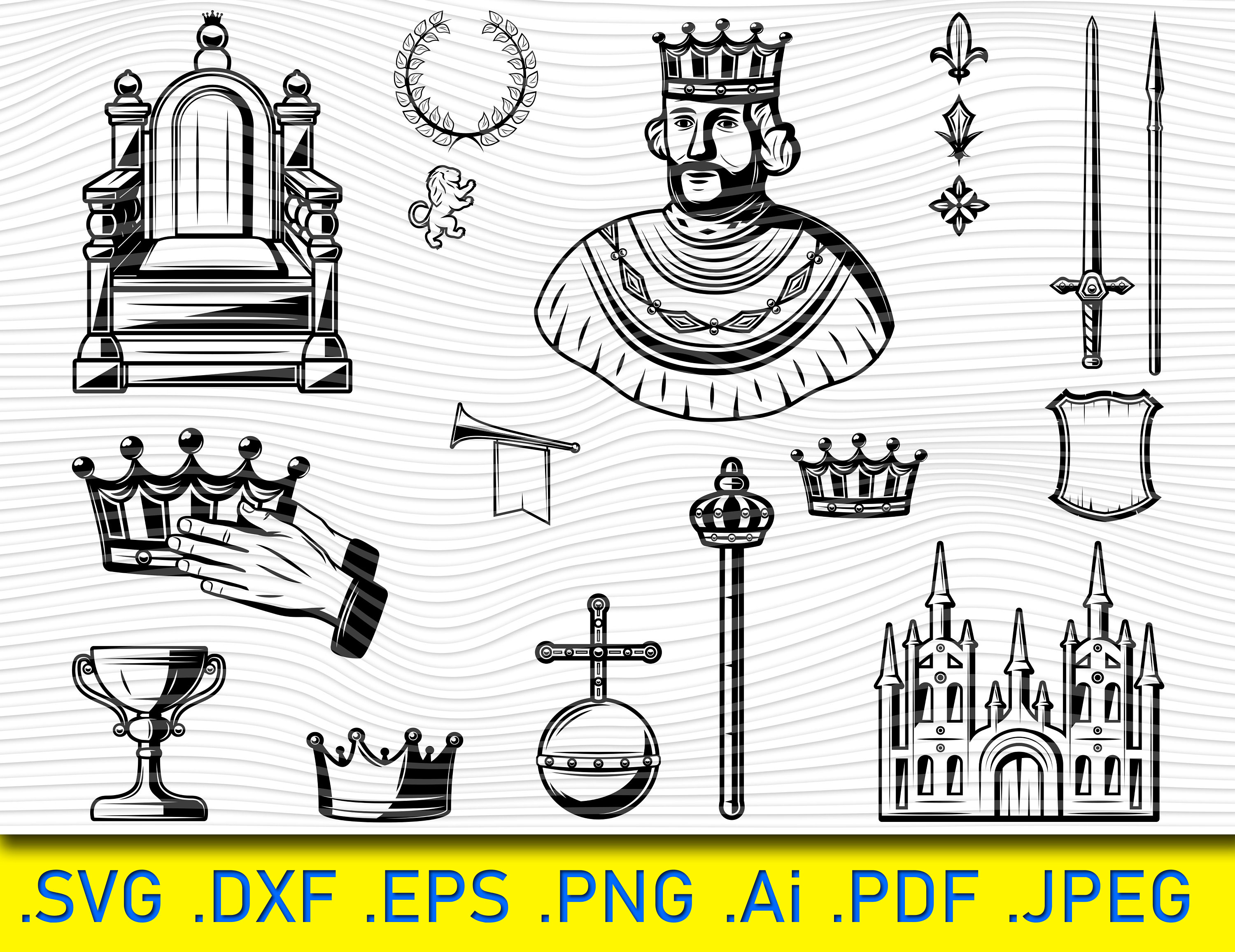 Royal Svg King throne Svg Laurel Wreath Svg Sword Svg | Etsy