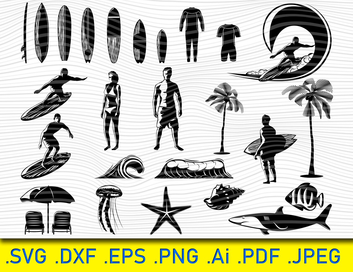 27 Surfer Svg Surfer Dxf Silhouette Svg file for Cricut | Etsy