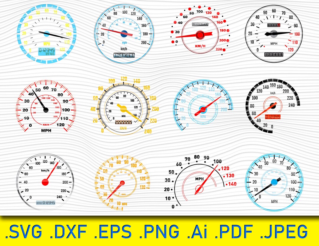 12 Car Speedometer, Speedometer Svg Bundle, Car Svg, Race Car Svg ...