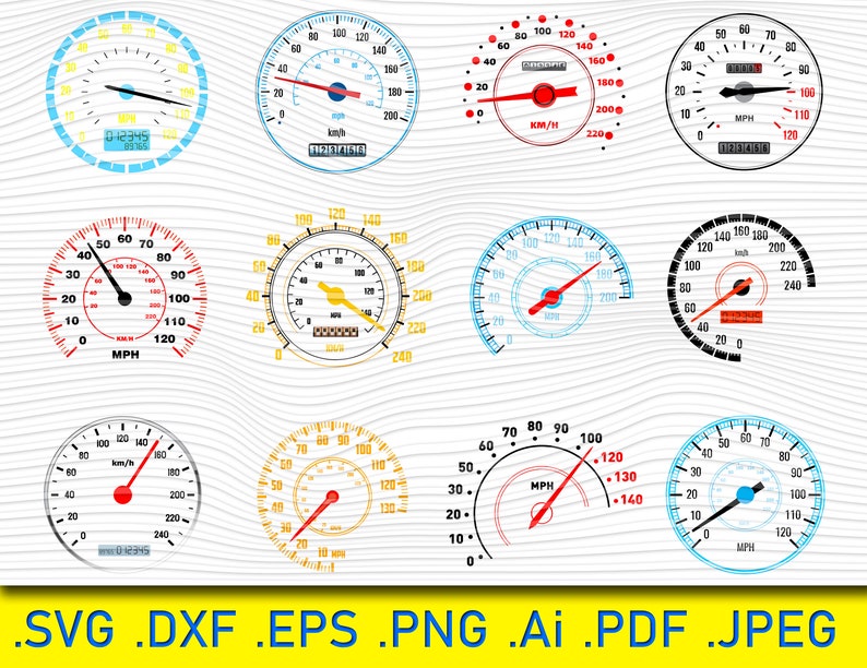 12 Car Speedometer, Speedometer Svg Bundle, Car Svg, Race Car Svg ...