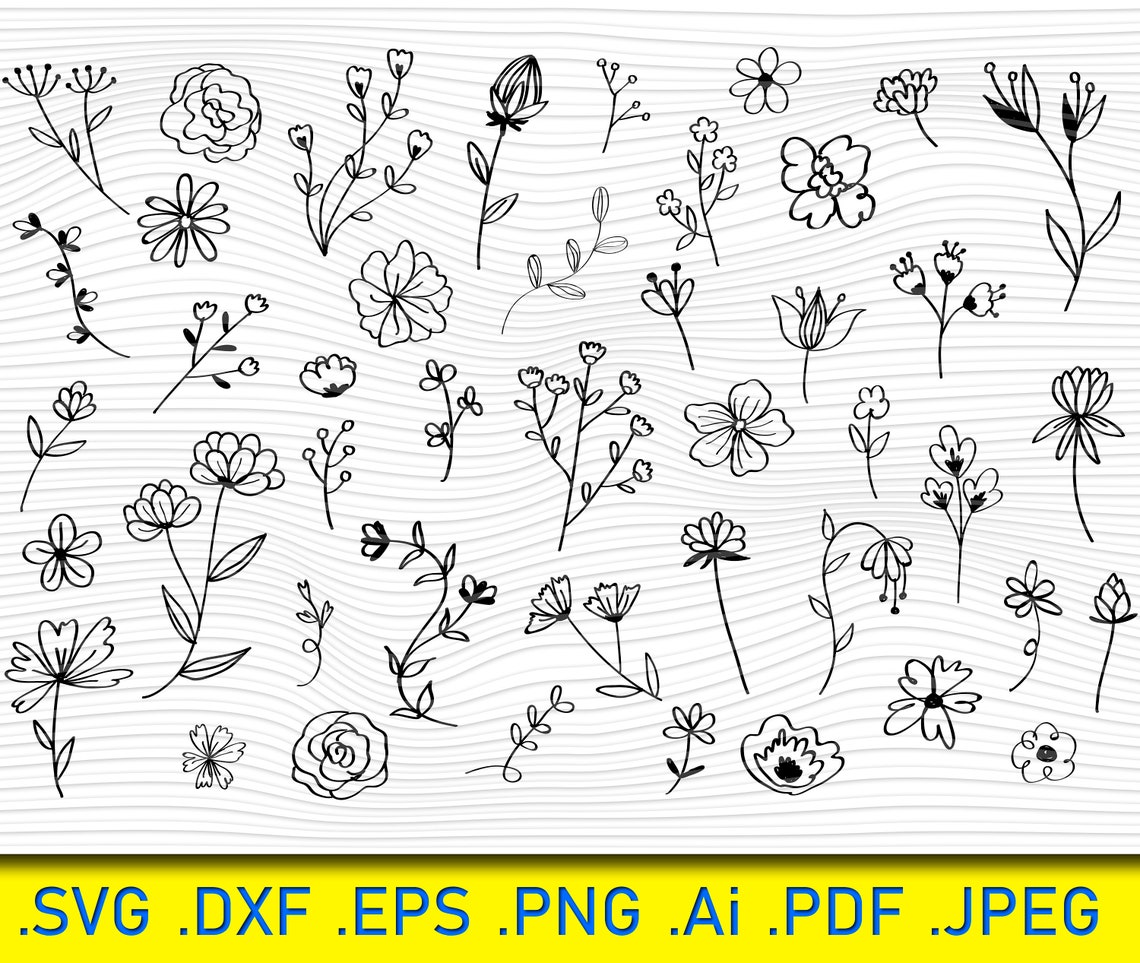 Flower SVG Hand Drawn Plants Svg Instant Download Rose SVG - Etsy