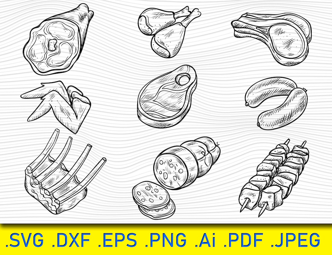 Gastronomic Meat Products, Meat SVG, Meat PNG, Meat Clipart, Meat Cut ...