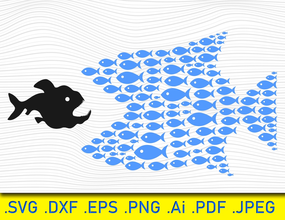 School of Fish SVG: Vector Logo, Black Silhouette Clipart (digital) - Etsy
