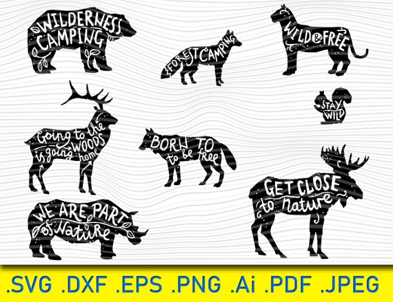 Wild Animals With Lettering Zoo SVG Bundle Zoo Silhouette - Etsy