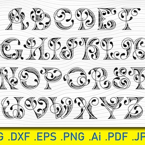 Alphabet SVG, Letters Svg, Elegant Svg,retro Svg,decorative Svg,latin ...