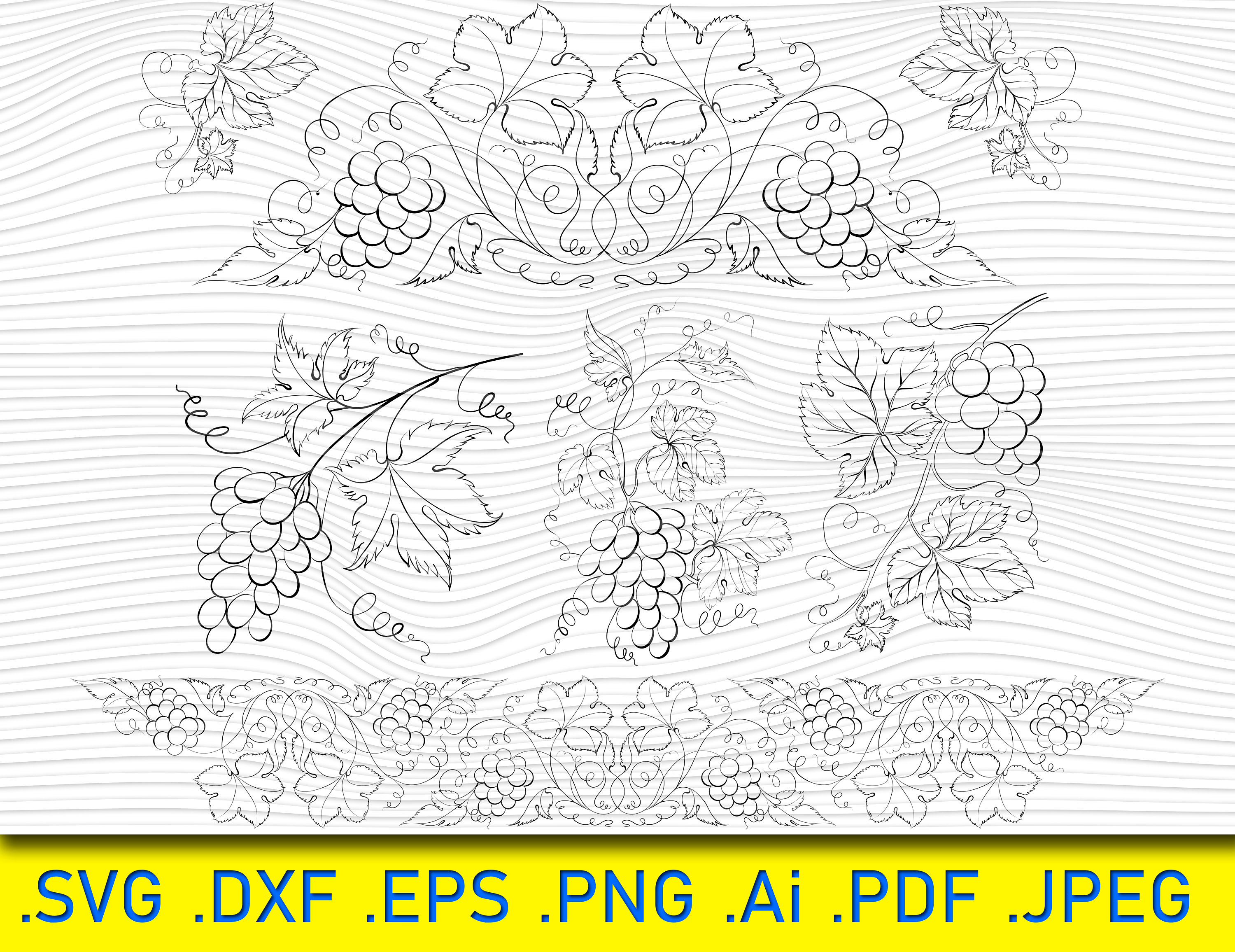 Grapevine Vector: Laser Cut Pattern, Vine Silhouette (SVG, PNG, EPS) - Etsy