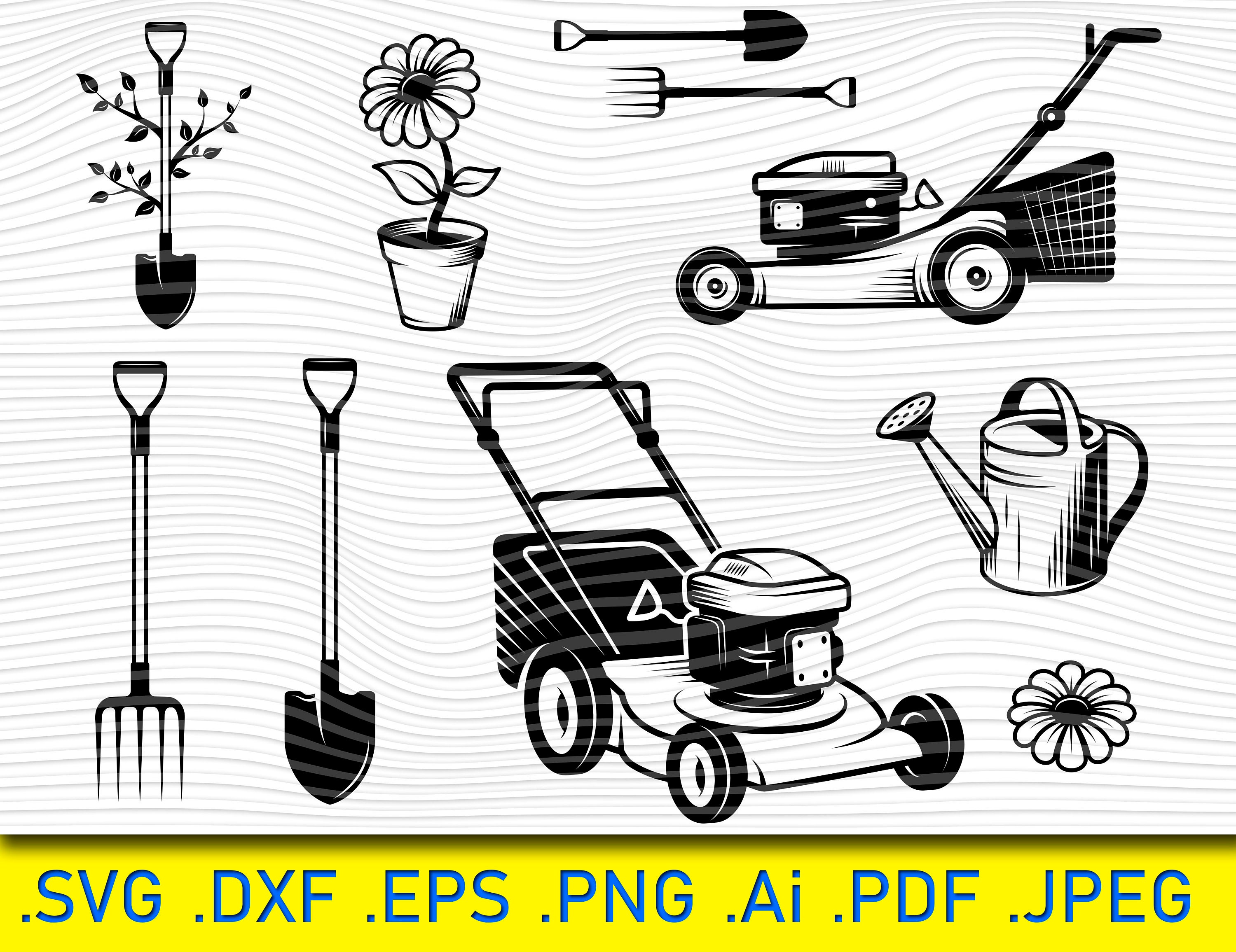 Lawn Mower Svg Garden Tools SVG Gardening SVG Gardening | Etsy