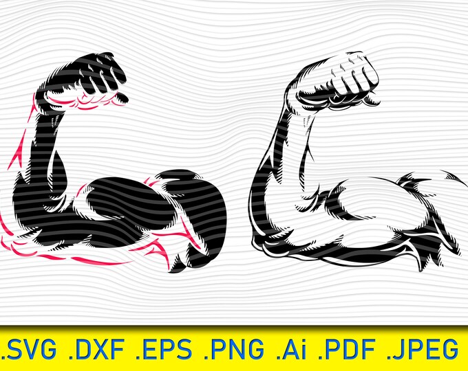Muscular Arm SVG - Bicep Flex Strength Body Building Fitness Printable ...