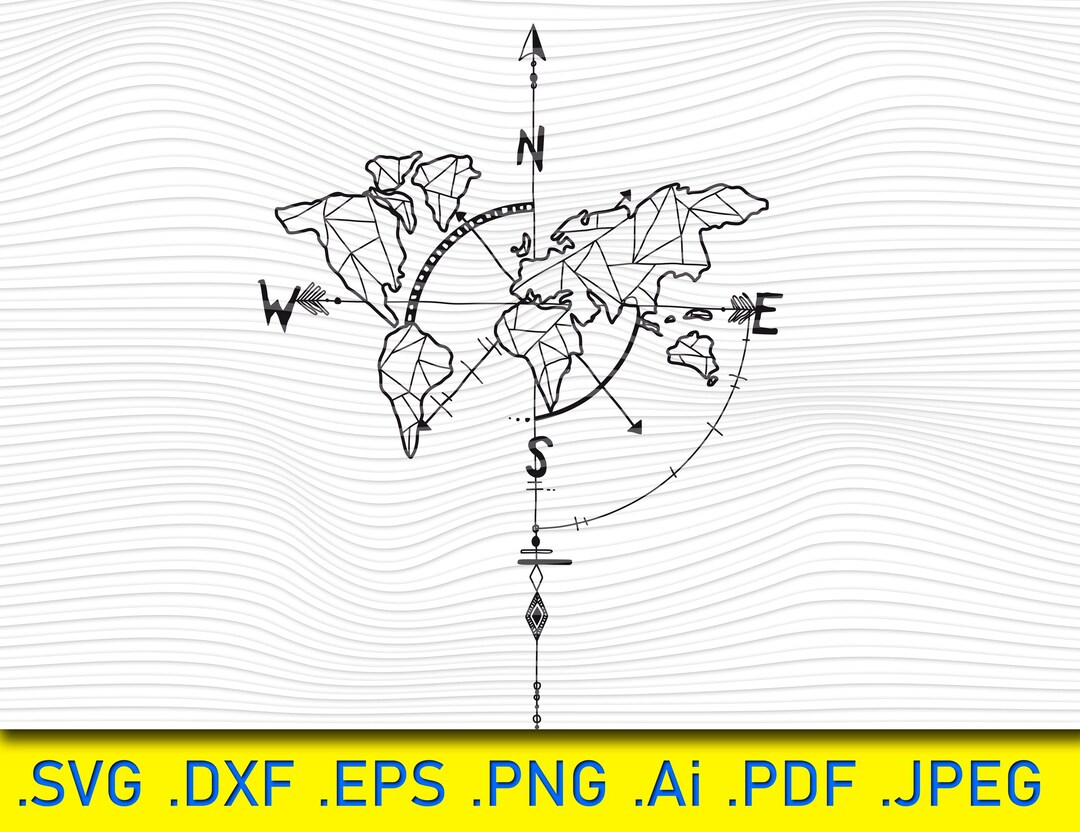 Compass World Map Svg, Camping Svg, Travel Svg, Adventure Svg, Compass ...