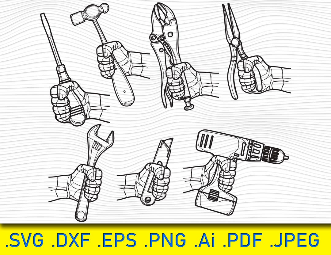 Tools in Hand SVG Bundle: Mechanic Clipart, Cricut Cut Files - Etsy