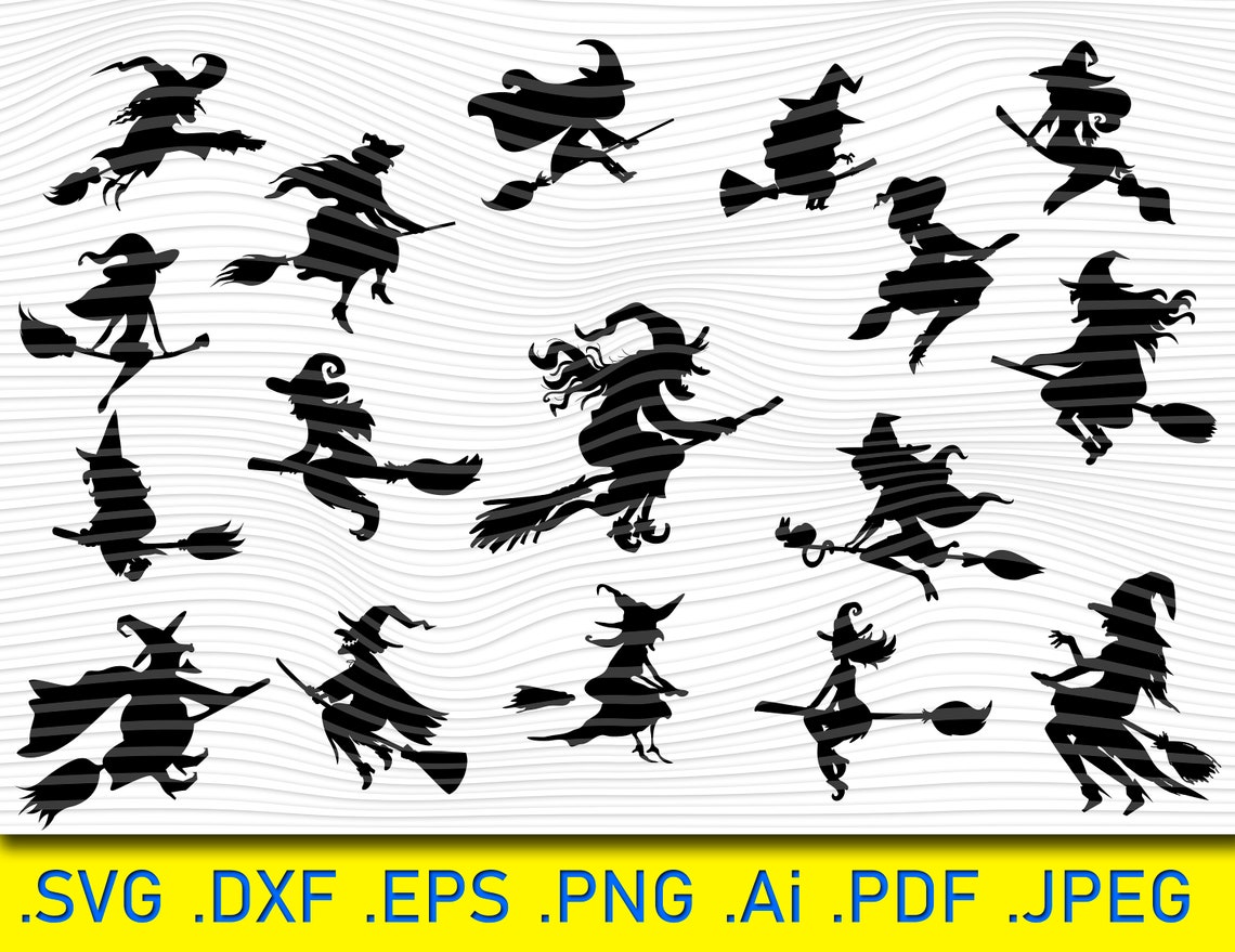 Flying Witch SVG Cut File for Cricut Witch on Broom Svg | Etsy