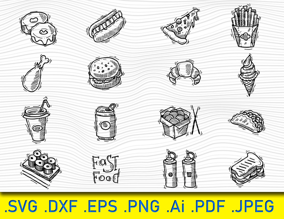 16 Fast Food SVG Hamburger Svg Pizza Svg Burger Svg French - Etsy