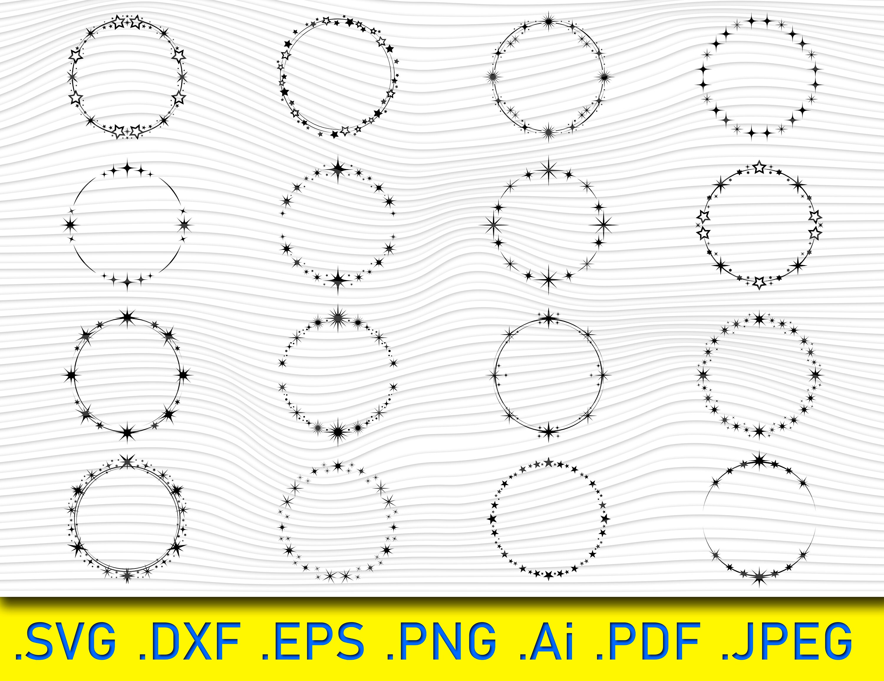 Stars Round Frames Star Vector Shooting Stars svg file for | Etsy