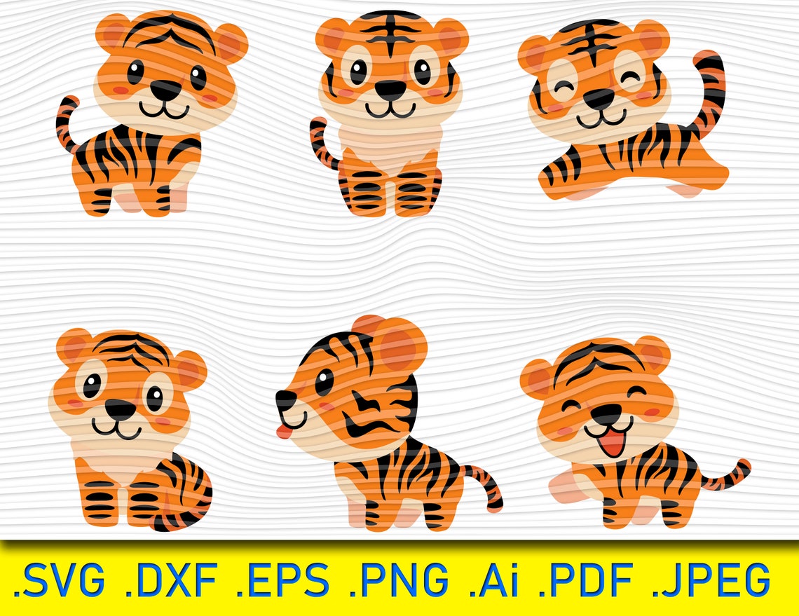 Cute Tiger Svg, Tiger Cub SVG, Baby Tiger SVG, Baby Tiger Clipart, Cut ...