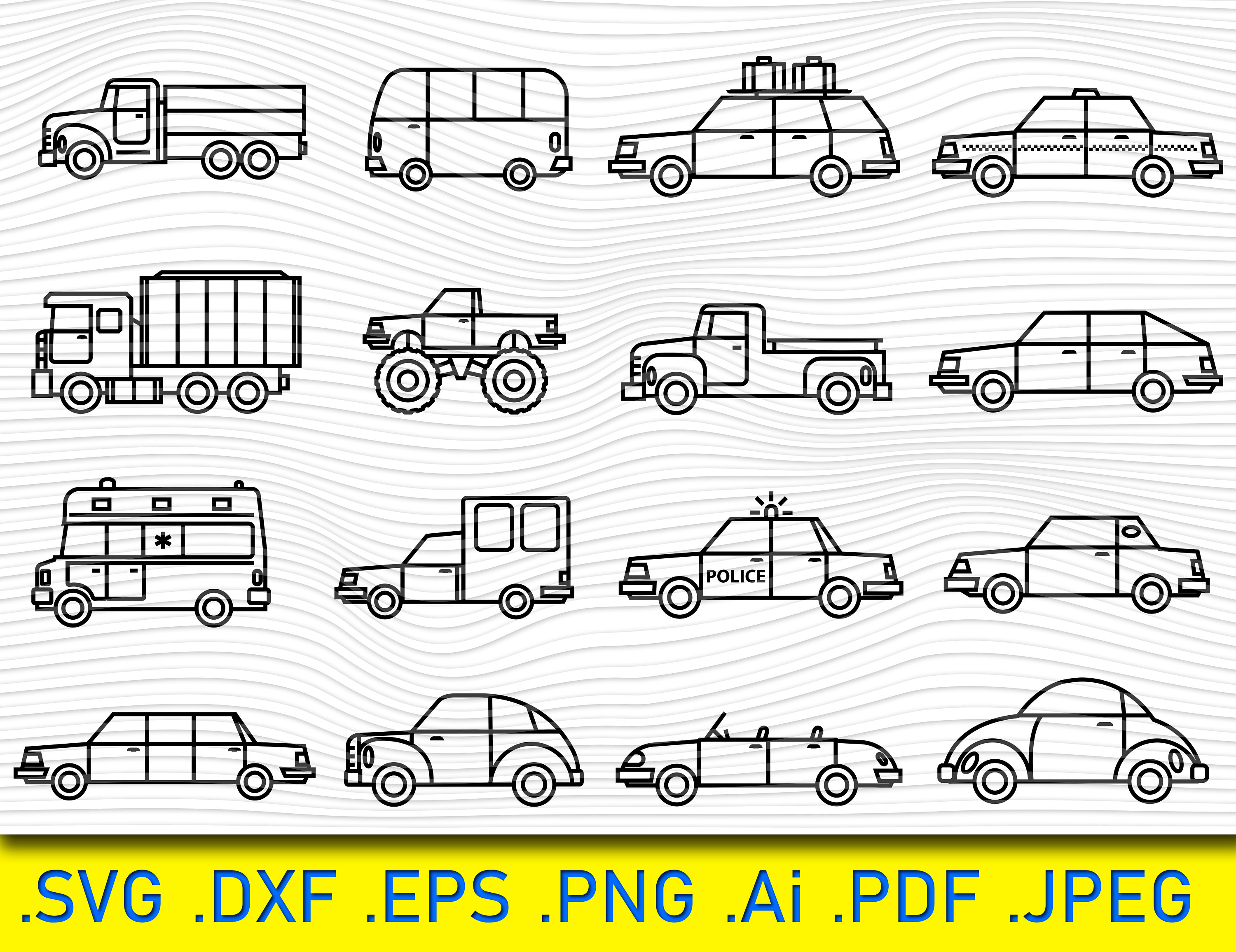 Car SVG Bundle, Vehicle Clipart (png, Eps, Dxf) - Etsy