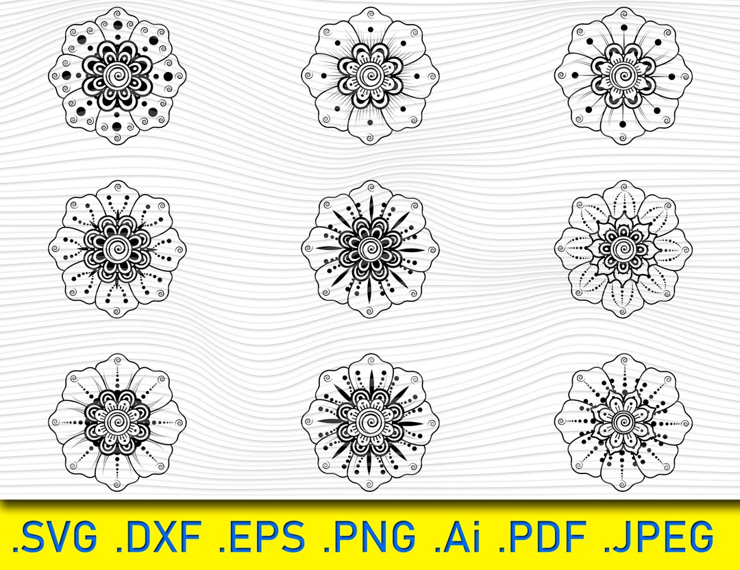 Mehndi Flower, Pattern for Henna, Mehndi Svg File, Mehndi Flower Svg ...