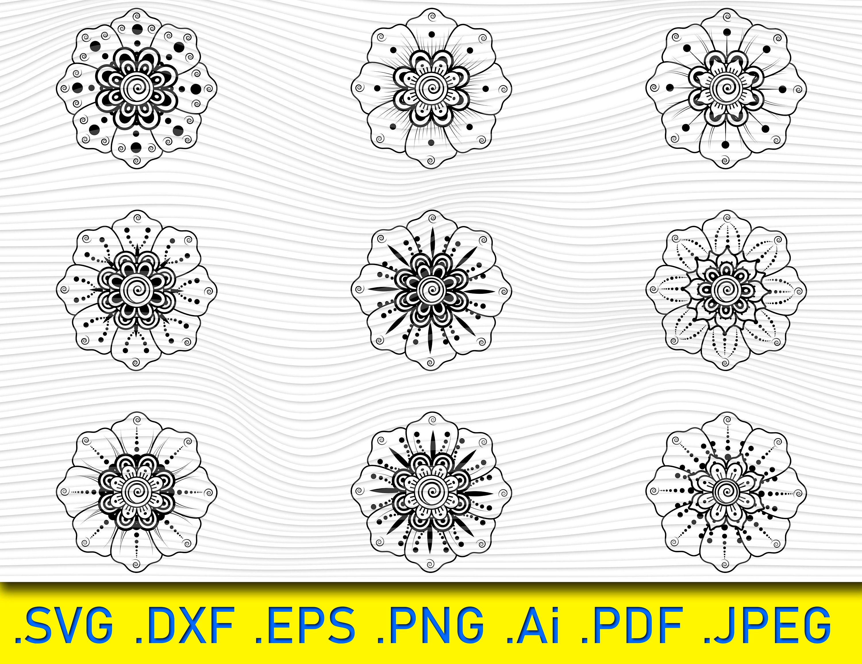 Mehndi Flower Pattern for Henna Mehndi Svg File Mehndi - Etsy