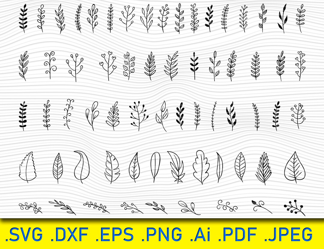 65 Leaves Svg, Leaf Dividers Svg, Leaves Divider, Hand Drawn, Leaves ...