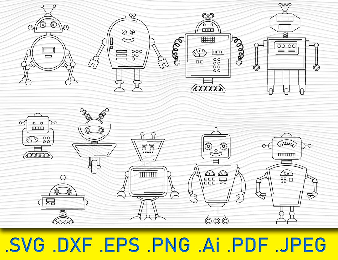 Robot SVG Bundle, Robot SVG, Robot Clipart, Robot Cut Files for Silhouette, Robot Files, Cricut ...