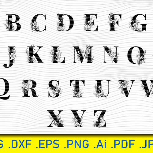 Botanical Floral Alphabet SVG Bundle SVG Letters With - Etsy Canada