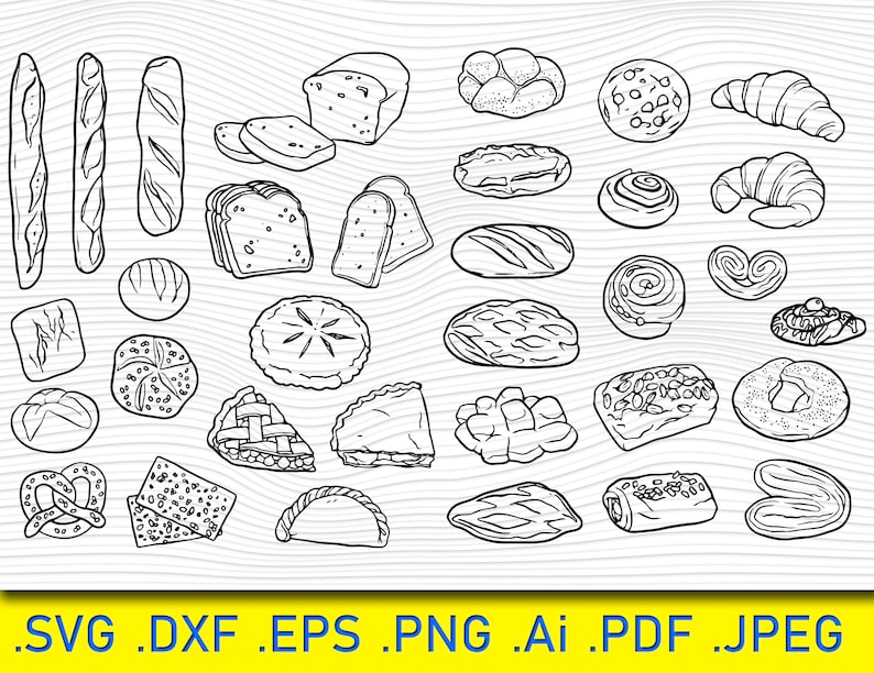Bakery Elements Bread Svg Kitchen Svg Silhouette Bakery Svg - Etsy