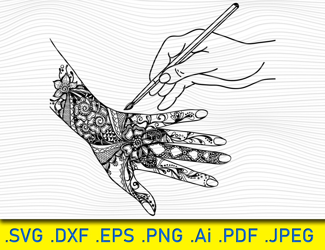 Mehndi Flower SVG: Henna Tattoo Clipart, Cutting Template (digital ...