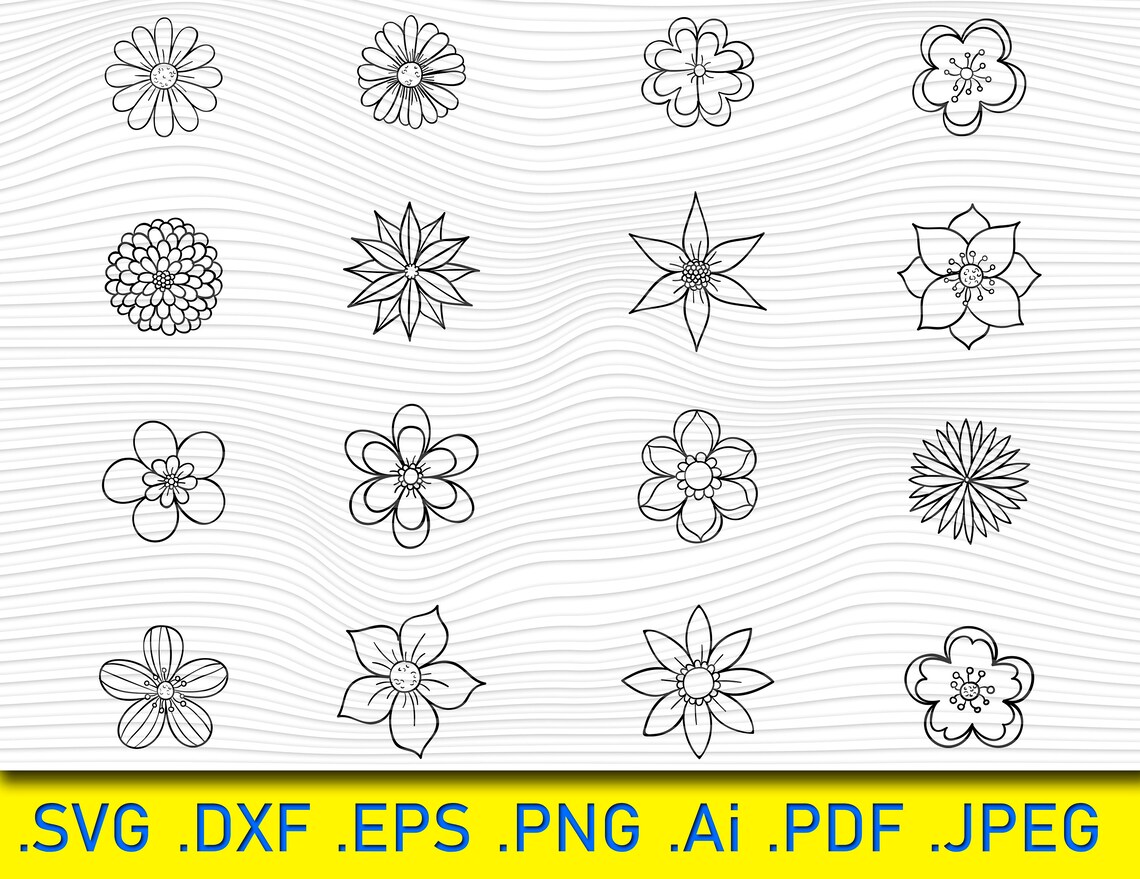 16 Flowers Collection Flower SVG Hand Drawn Plants Svg - Etsy