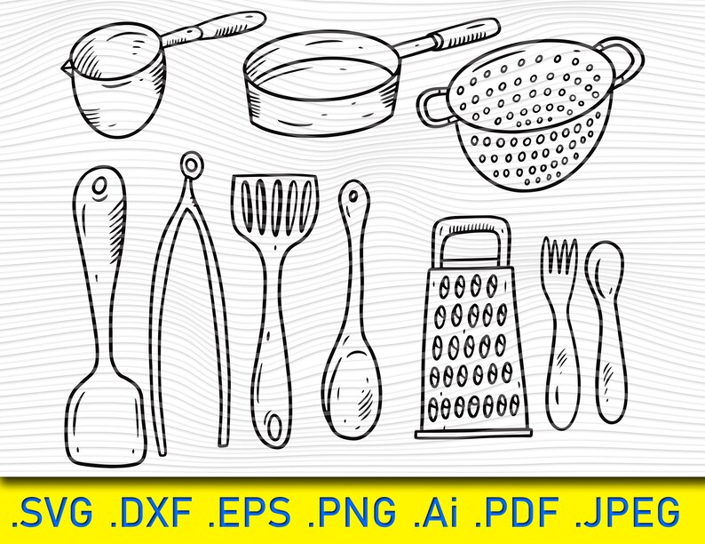 Kitchen SVG Cooking SVG Kitchen Clipart Cooking Utensils - Etsy