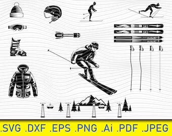 Skis Outline SVG, Skis SVG, Skiing Svg, Skis Clipart, Skis Files for ...