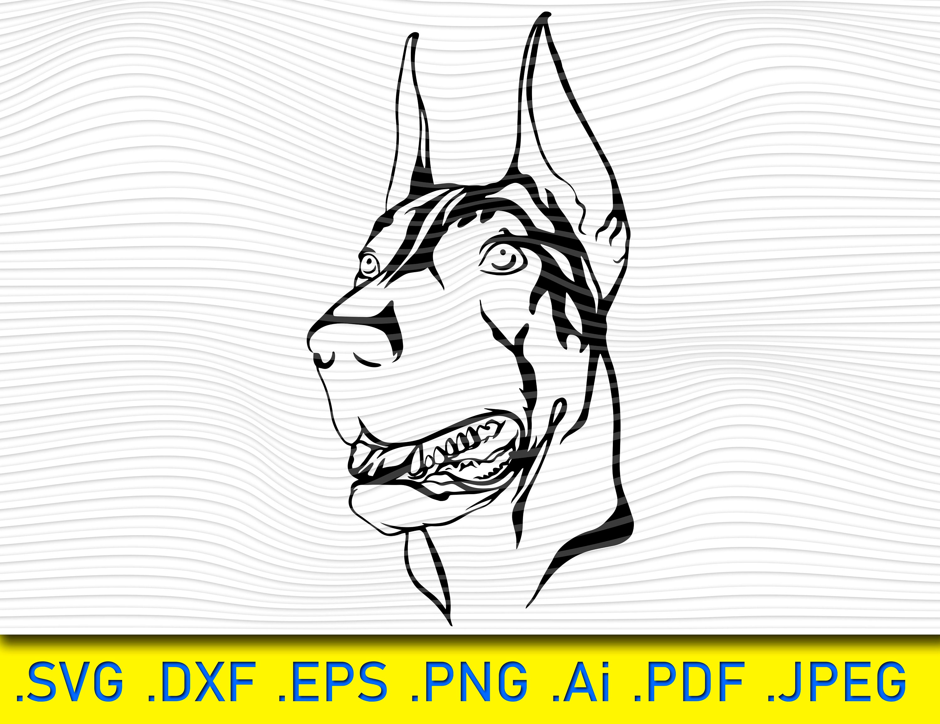 Doberman Portrait Doberman svg black Doberman svg doggo | Etsy