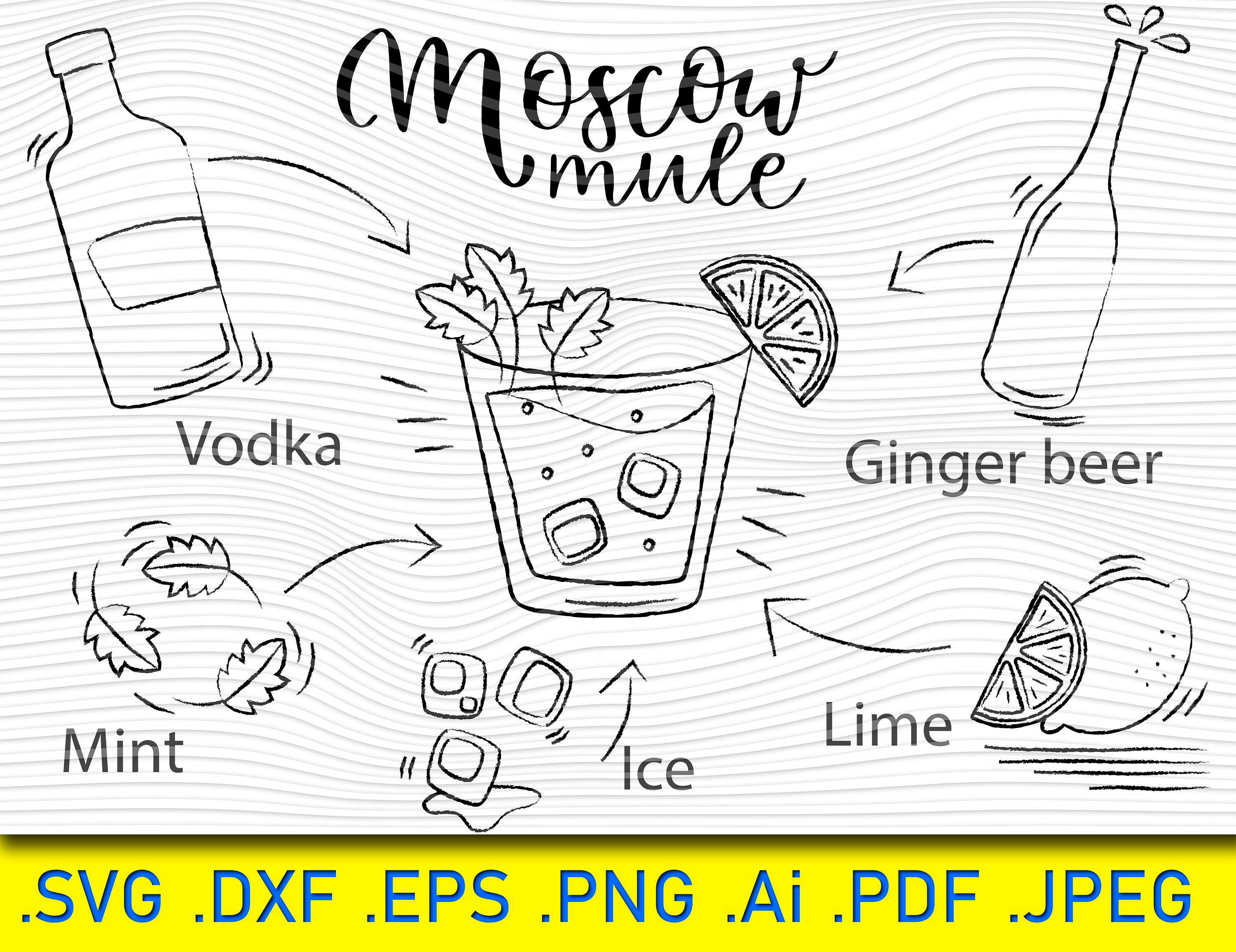 Cocktail Recipe Moscow Mule Svg Drink Svg Cocktails - Etsy Norway